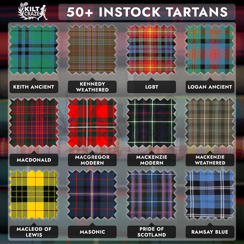 Scottish Clan Tartan Fabric by the Yard 13oz Acrylic Wool Highland Tartan With 54” Width Custom ...