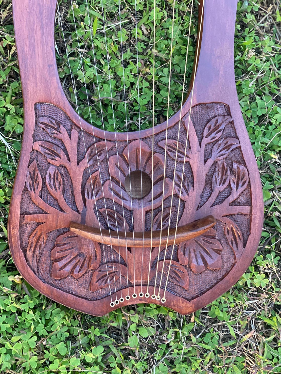 New Flower Lyre Harp Rosewood 10 Metal Strings Lyre Harps Handcrafted ...