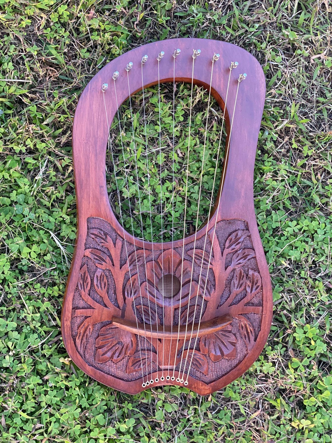 New Flower Lyre Harp Rosewood 10 Metal Strings Lyre Harps Handcrafted ...