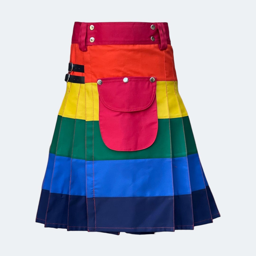Scottish Rainbow Utility Kilt Colorful Pride Kilt 100% Cotton LGBT ...