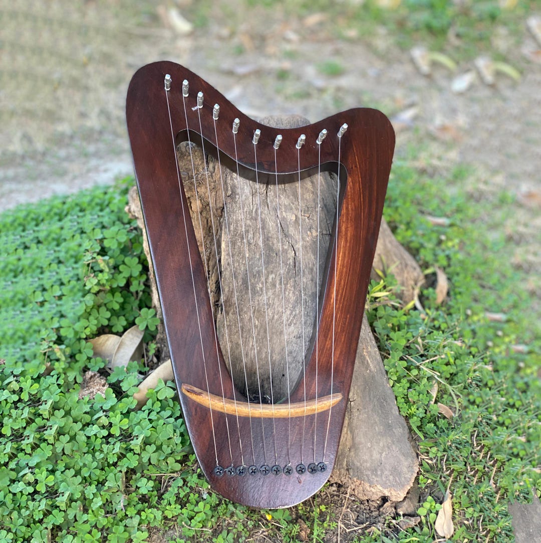 Triangle Lyre Harp Handmade 10 Metal Strings Rosewood Triangle Lyre ...