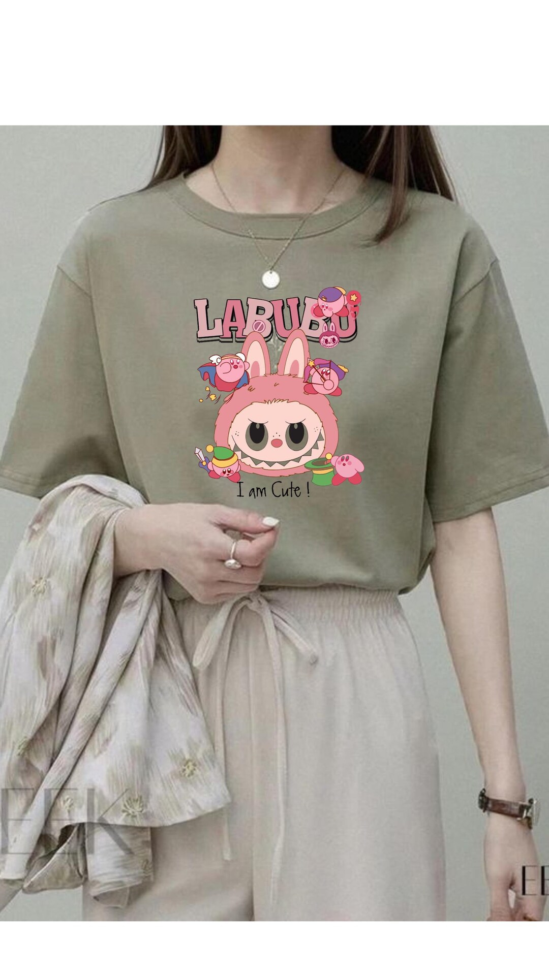 Labubu Shirts for Youth Labubu Clothes Pastel Cartoon Character T-shirt ...