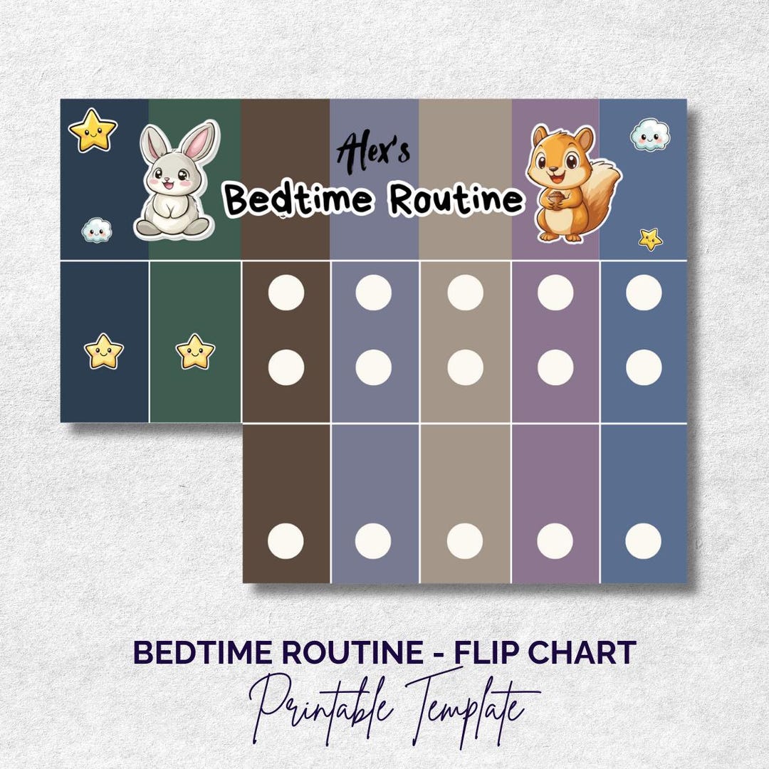 Bedtime Routine Flip Chart With Printable Checklist, Visual Routine for ...