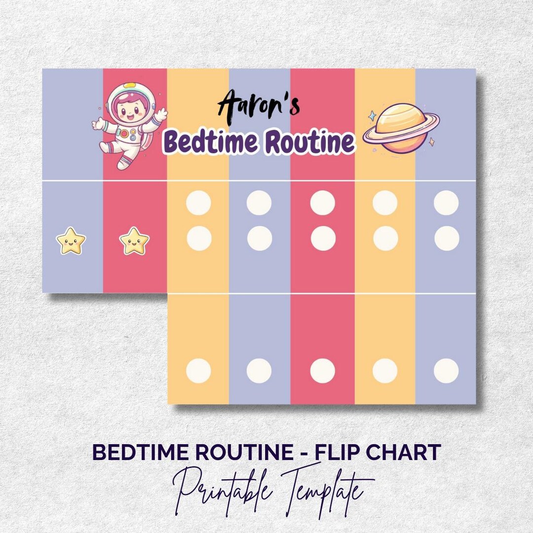 Printable Bedtime Routine Flip Chart for Kids With Pictures Bedtime ...