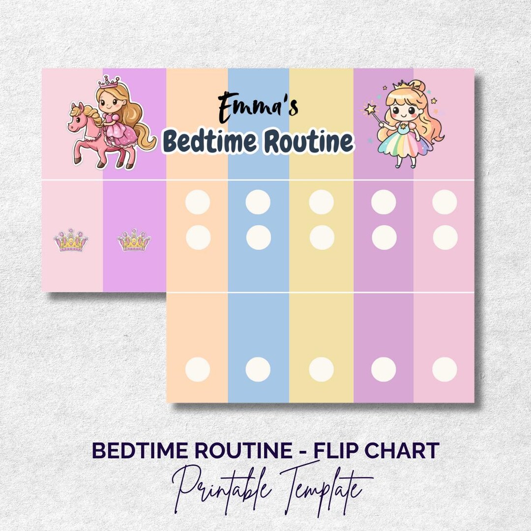 Bedtime Routine Chart for Kids With Visual Flip Chart Checklist Sticker ...