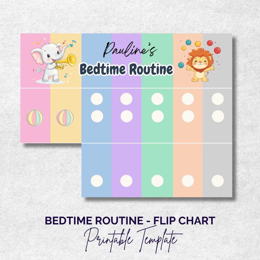 Bedtime Routine Flip Chart for Kids With Visual Checklist Printable ...
