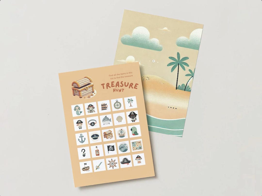 Kids Treasure Hunt Bingo Game | Printable Birthday Party Activity ...