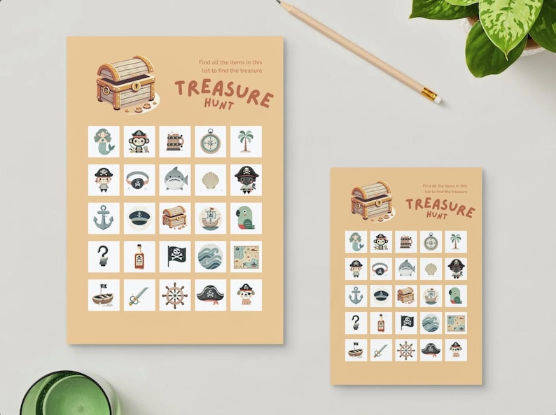 Kids Treasure Hunt Bingo Game | Printable Birthday Party Activity ...