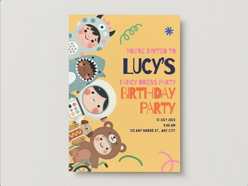 Fancy Dress Birthday Party Invitation | Editable Canva Template ...