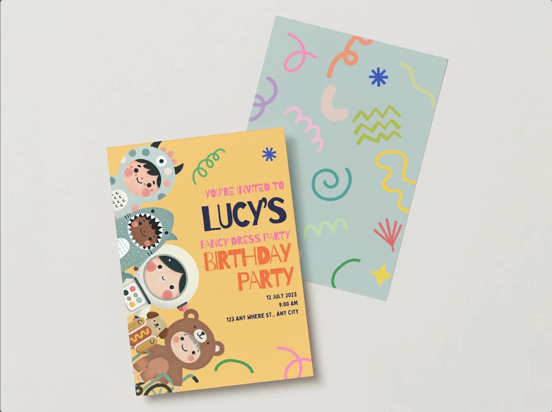 Fancy Dress Birthday Party Invitation | Editable Canva Template ...