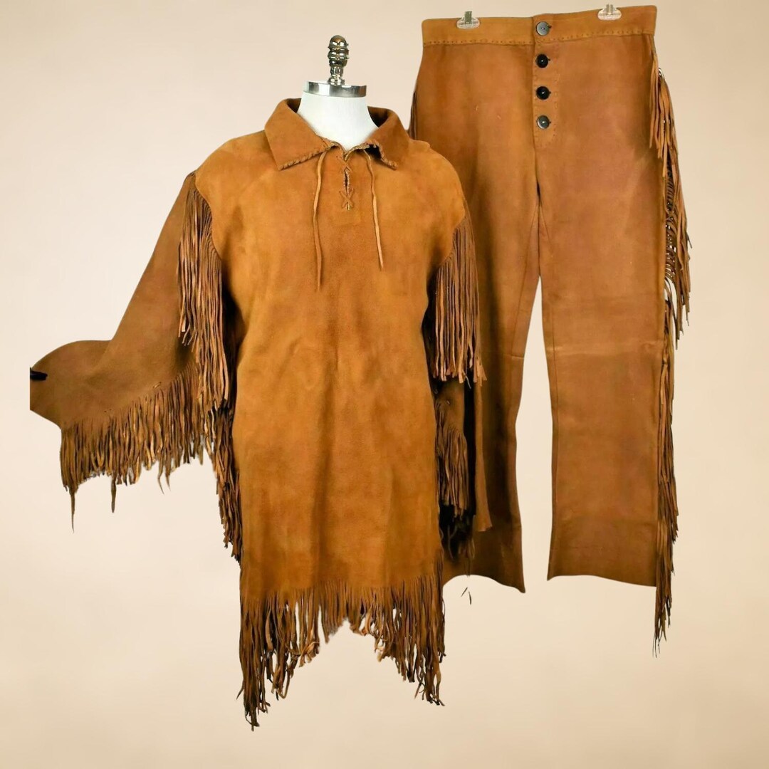 Suede Leather Fringe Mountain Man Outfit: Old West Frontiersman Style ...