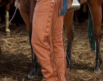 Handmade Leather Shotgun Chaps, Horse Riding Gear, Cowboy Show Chaps ...