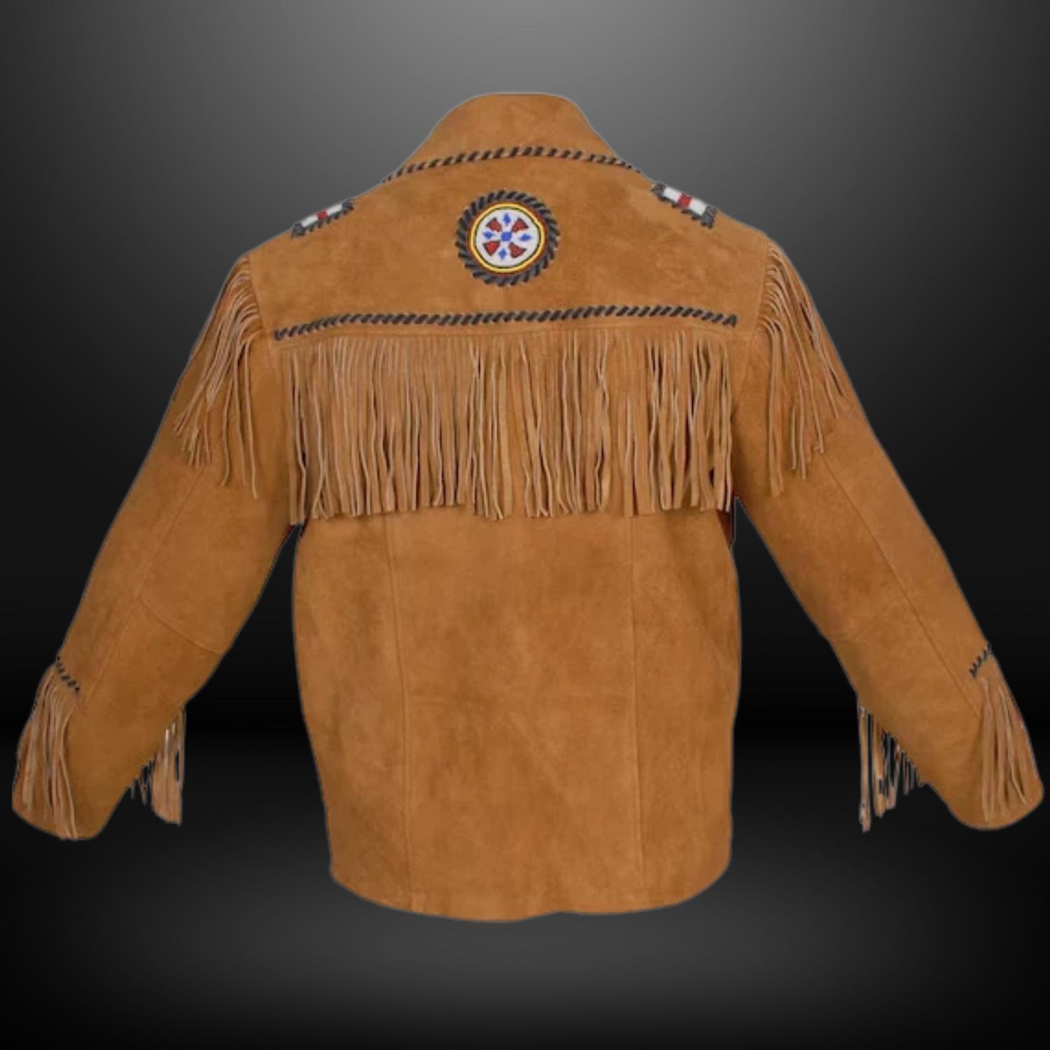Handmade Suede Leather Eagle Beaded Fringe Jacket: Native American ...