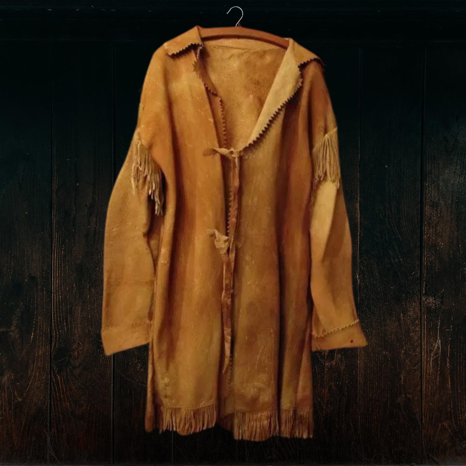 Old West Men's Suede Fringe Frontier Coat, Exclusive Mountain Man Style ...