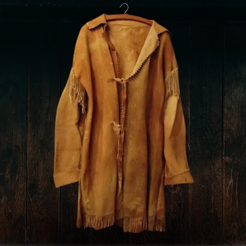 Old West Men's Suede Fringe Frontier Coat, Exclusive Mountain Man Style ...