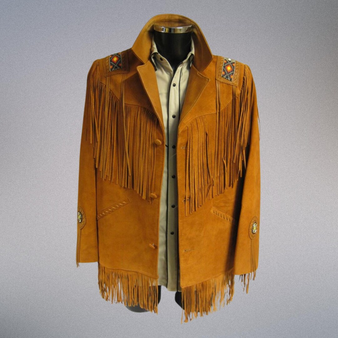 Traditional Women's Native American Beaded Leather Fringe Jacket ...