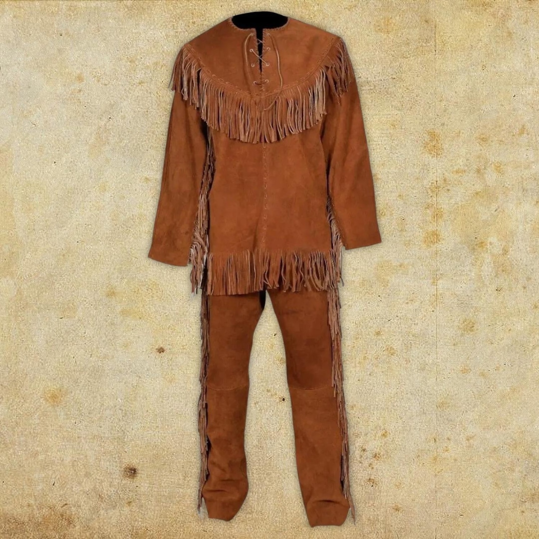 Suede Leather Fringe Mountain Man Outfit: Old West Frontiersman Style ...
