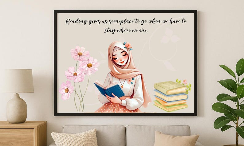 Hijabi Book Lover Clipart Bundle | Watercolor Muslim Girl PNG (digital ...