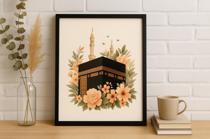 Floral Kaaba & Mosque Watercolor Clipart | Islamic Art (digital ...