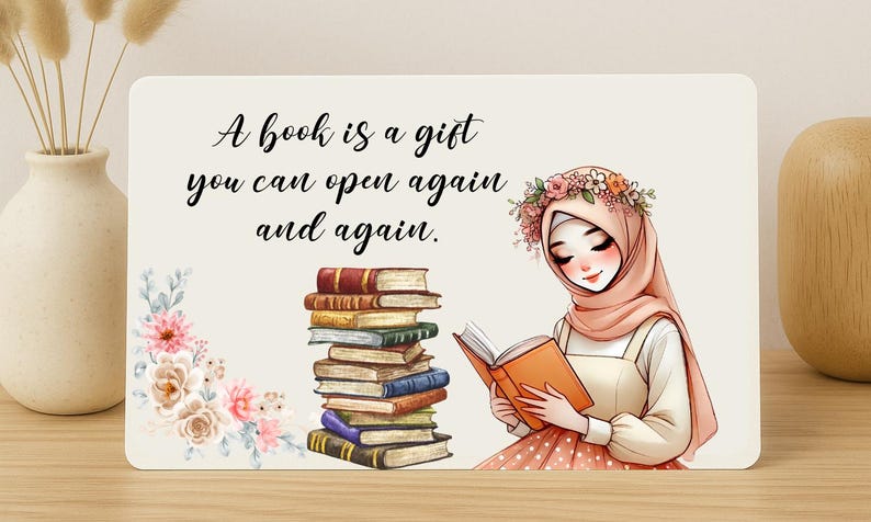 Hijabi Book Lover Clipart Bundle | Watercolor Muslim Girl PNG (digital ...