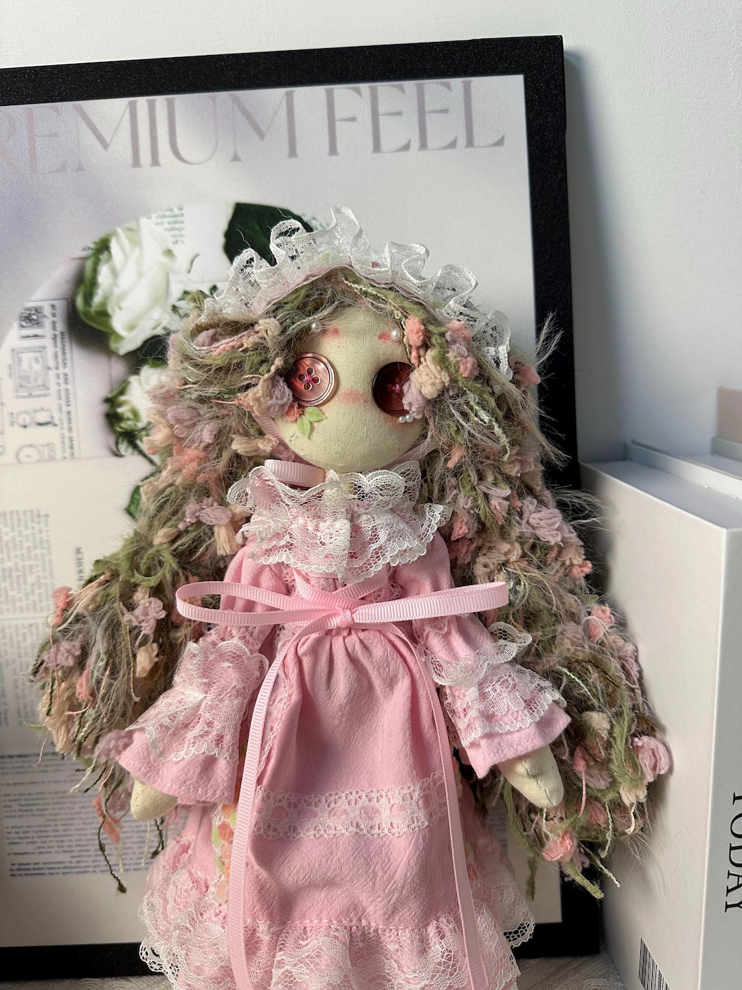 Pink Button-eyed Doll – Handmade Kawaii Plush Toy - Etsy