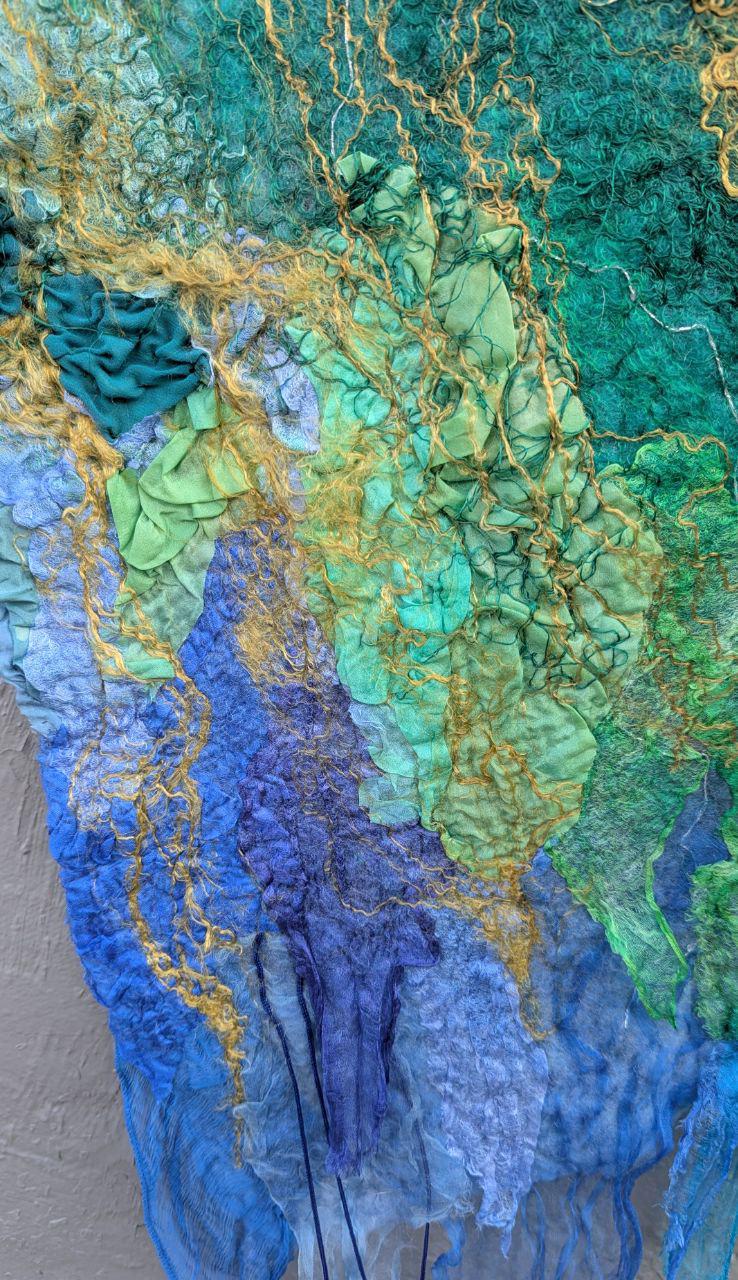 Wool Wall Hanging With 3D Texture, Modern Felted Tapestry, Abstract ...