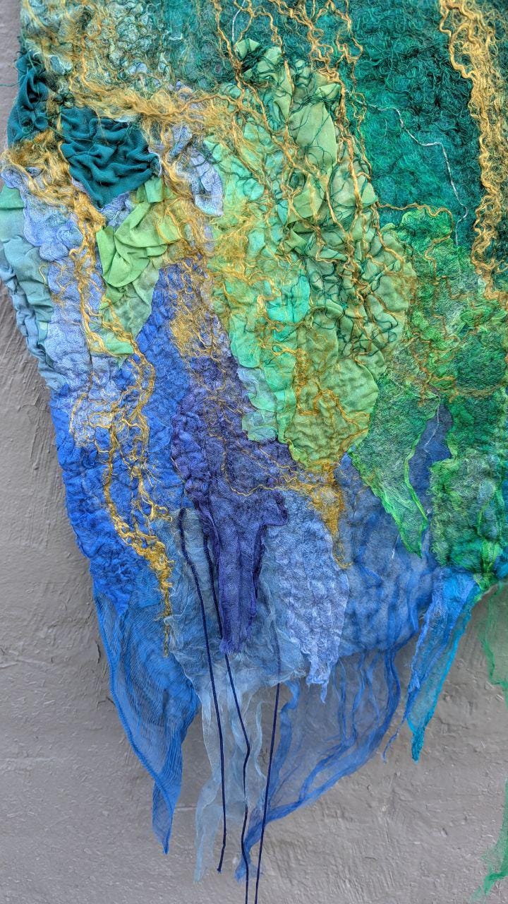 Wool Wall Hanging With 3D Texture, Modern Felted Tapestry, Abstract ...