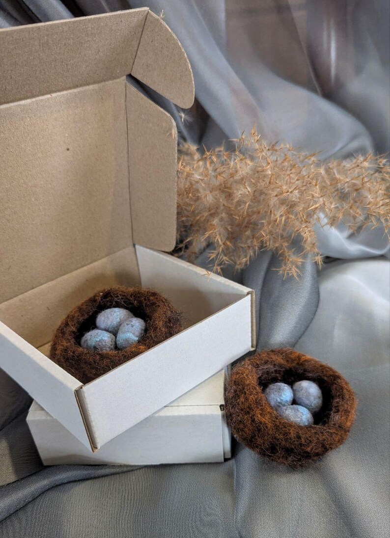 Handmade Felted Bird Nest With Three Wool Eggs, Easter Wool Decor, Soft ...
