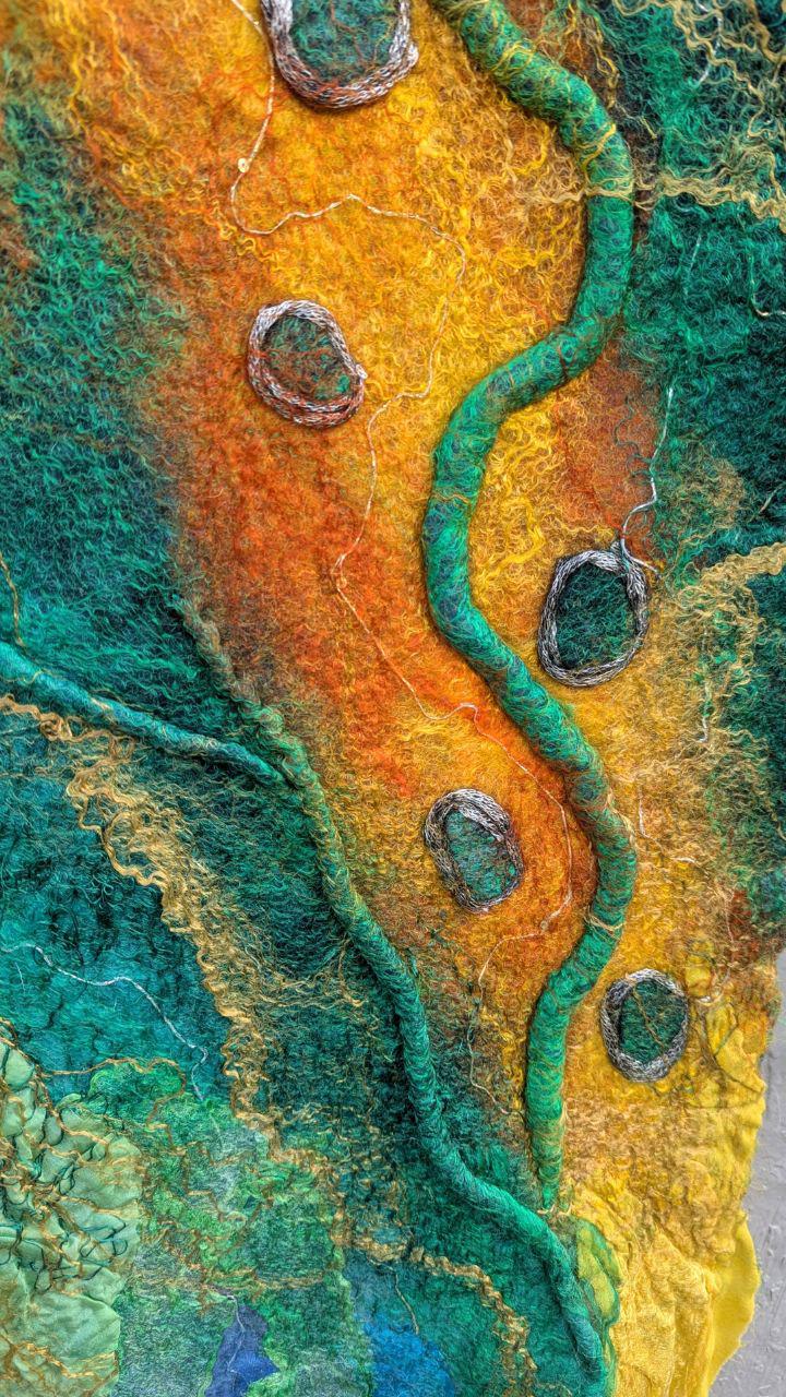 Wool Wall Hanging With 3D Texture, Modern Felted Tapestry, Abstract ...