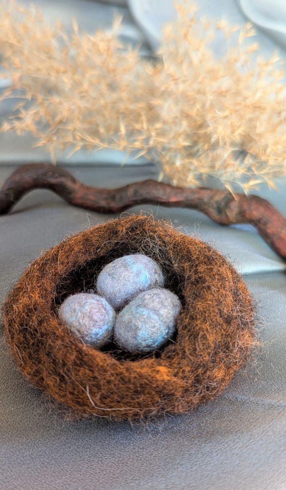 Handmade Felted Bird Nest With Three Wool Eggs, Easter Wool Decor, Soft ...