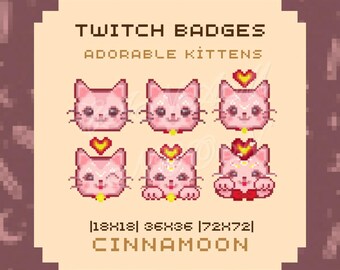 Pixel Pink Cat Twitch Badges: Kawaii Streamer Subscriber Icons - Etsy