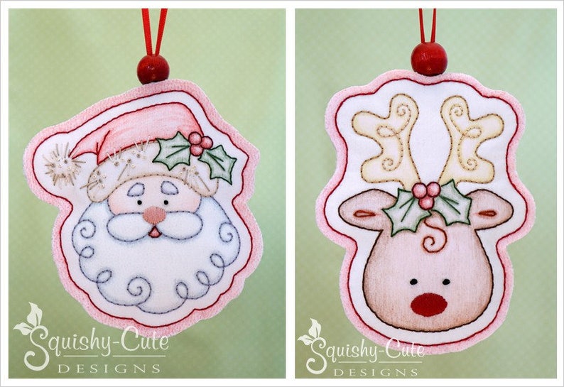 Santa & Reindeer Hand Embroidery Patterns - Crayon Tinted - Christmas ...