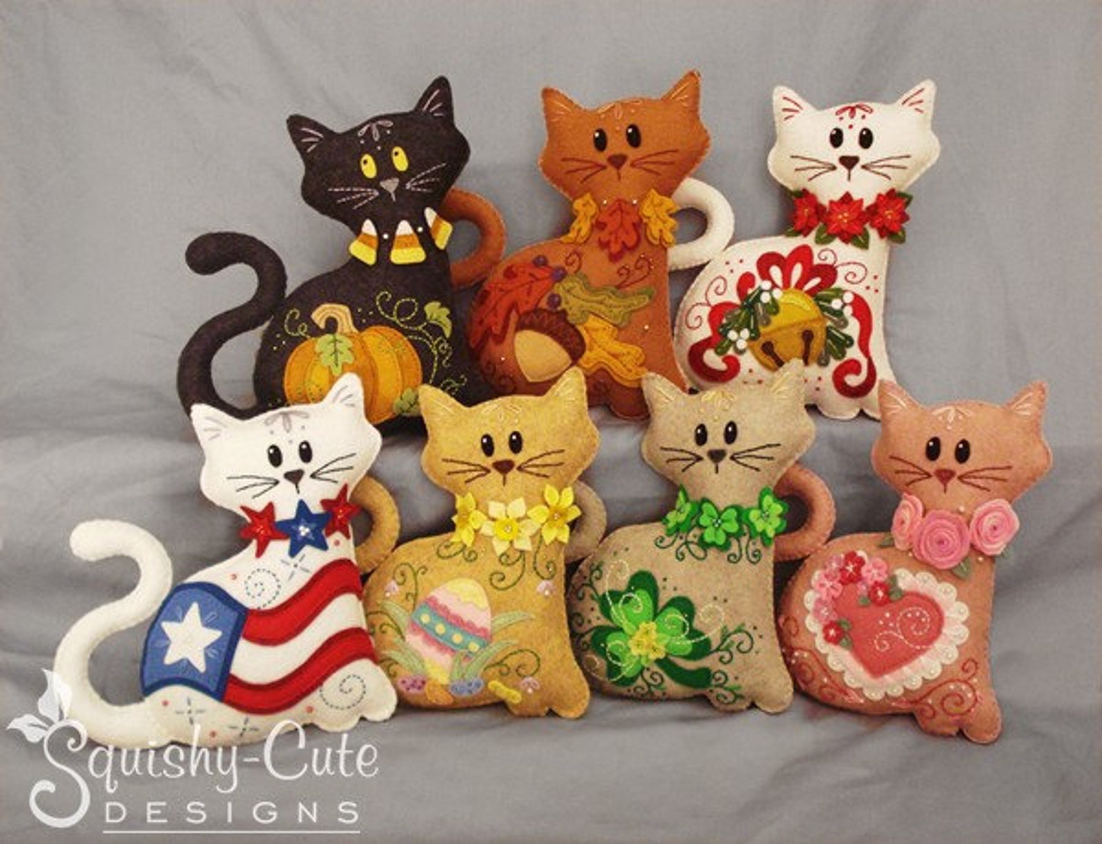 Cat Stuffed Animal Pattern Felt Plushie Sewing Pattern & - Etsy UK