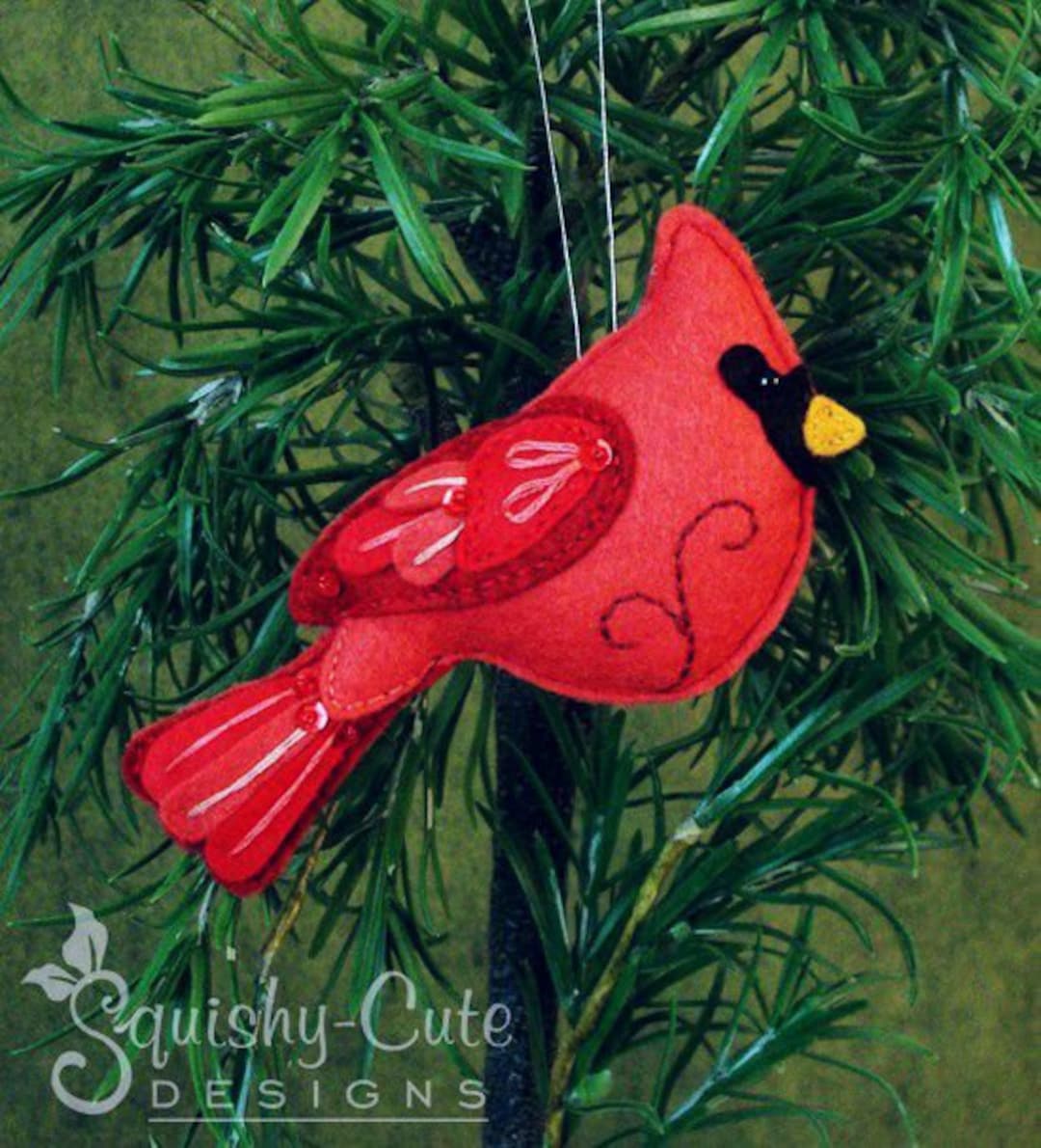 Cardinal Sewing Pattern PDF - Backyard Bird Stuffed Ornament - Felt ...