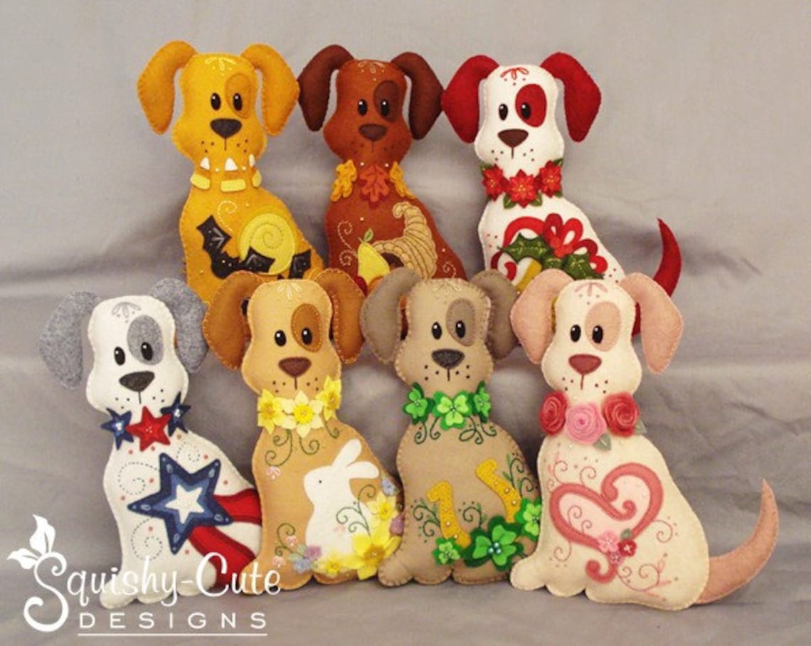 Dog Stuffed Animal Pattern - Felt Plushie Sewing Pattern & Tutorial ...
