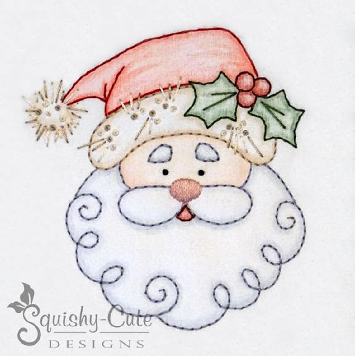Santa & Reindeer Hand Embroidery Patterns - Crayon Tinted - Christmas ...