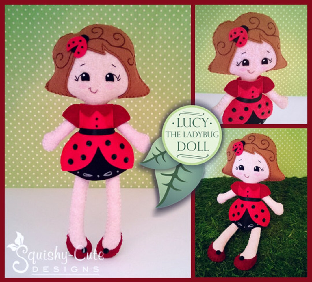 Doll Sewing Pattern PDF - Felt Rag Doll Pattern - Lucy the Ladybug Doll ...
