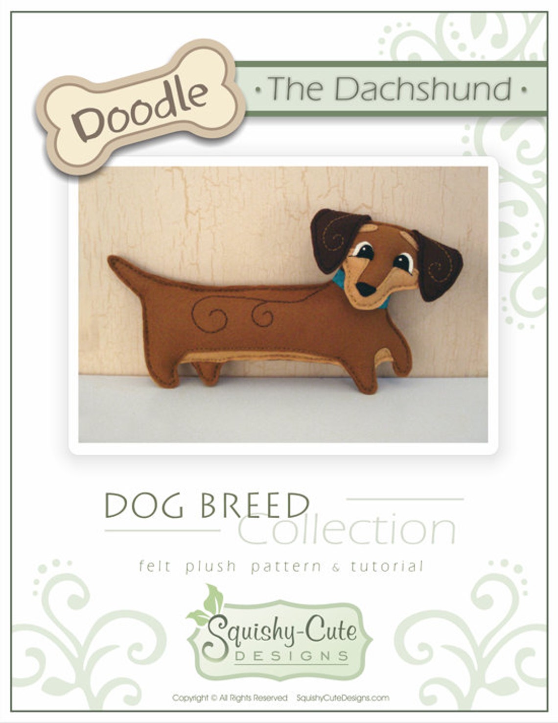 Dachshund Sewing Pattern PDF - Dog Stuffed Animal Felt Plushie - Doodle ...