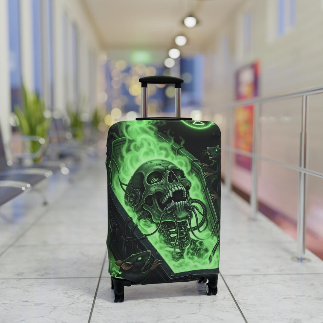 Luminous Skull Luggage Cover: Spooky Halloween Suitcase Protector - Etsy