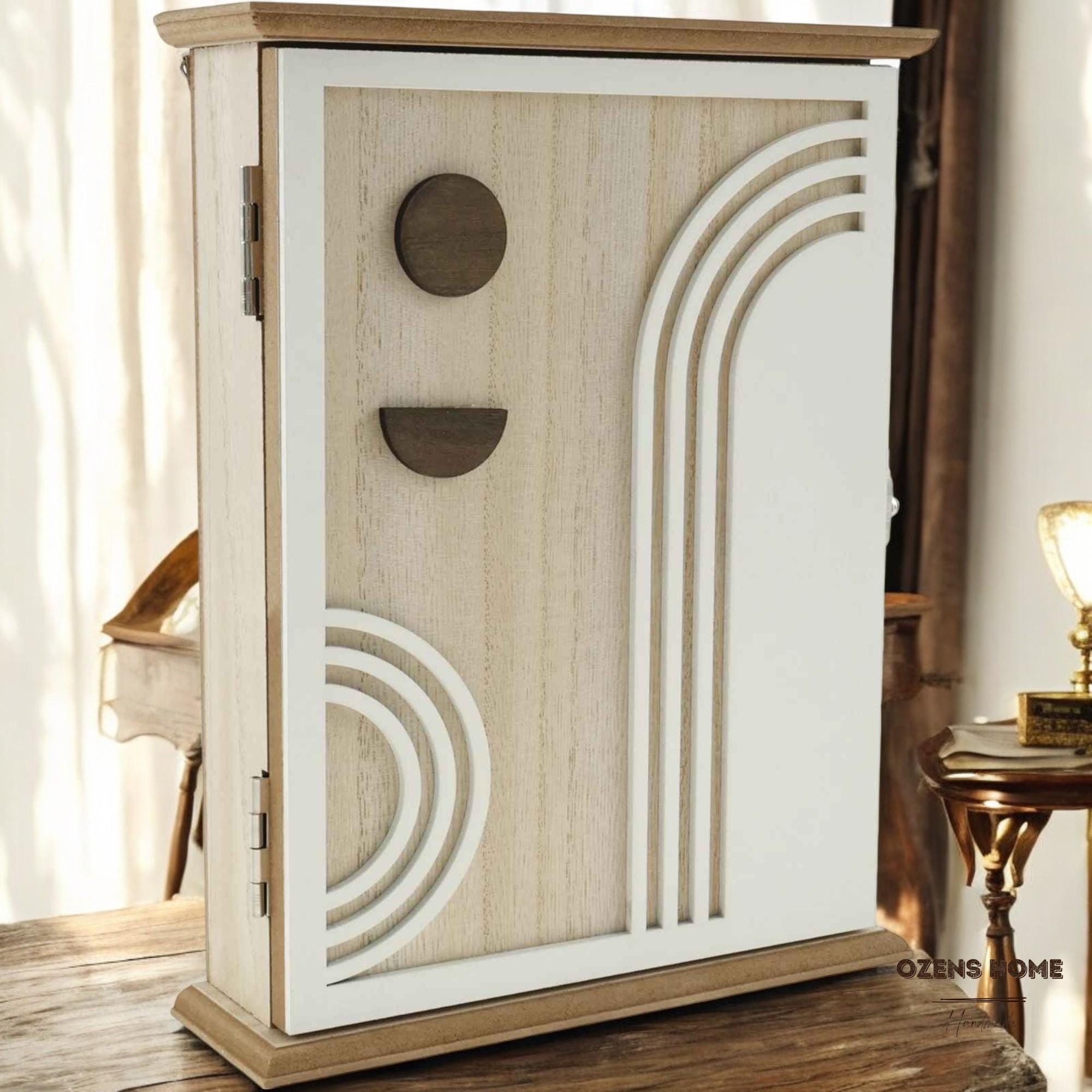 Wooden Key Cabinet – Wall Mounted Key Holder & Decorative Storage Rack ...