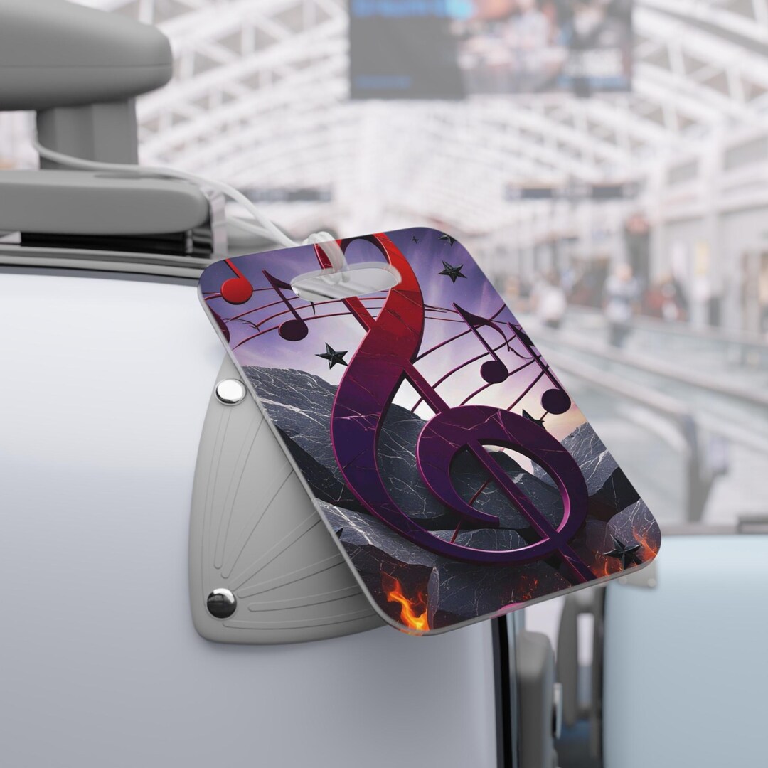 Treble Clef Luggage Tag, Rock Music Travel Accessory, Personalized Gift ...