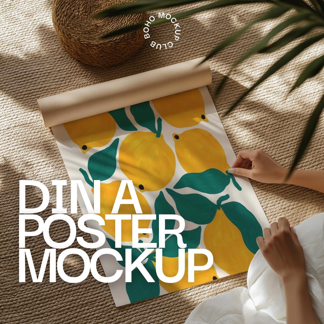 Poster Mockup With Person, Rolled Poster Mockup DIN A ISO, Unrolling ...