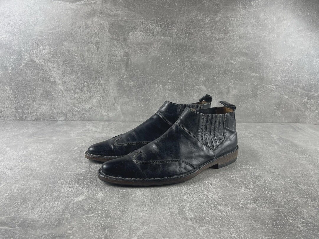MOMA Vintage Artisan Black Leather Chelsea Ankle Boots Size EU 41 Made ...