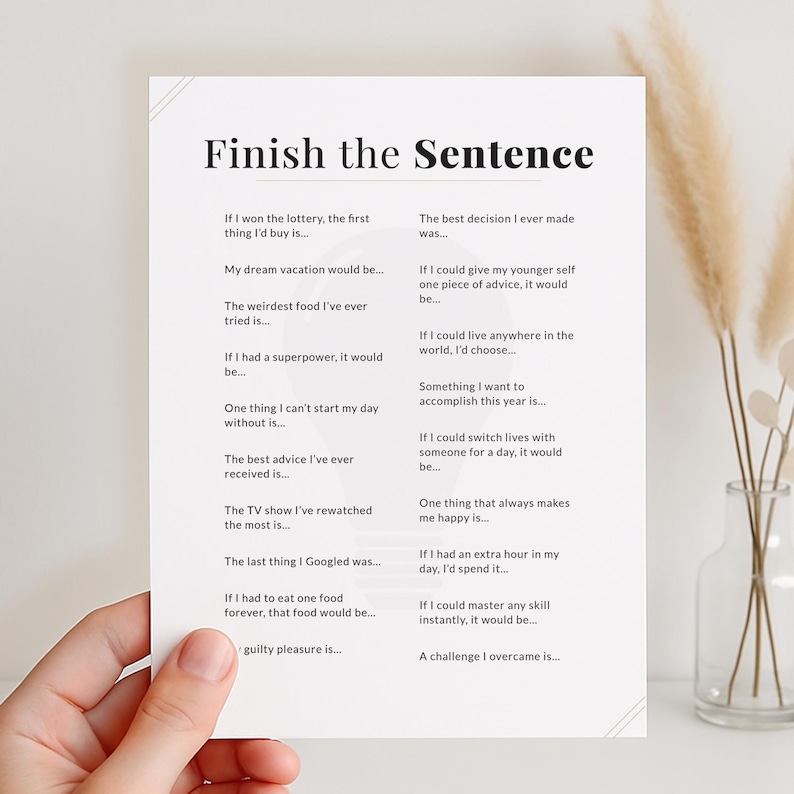 Finish the Sentence Game: Team Building Icebreaker (PDF Printable) - Etsy