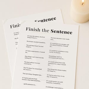 Finish the Sentence Game: Team Building Icebreaker (PDF Printable) - Etsy
