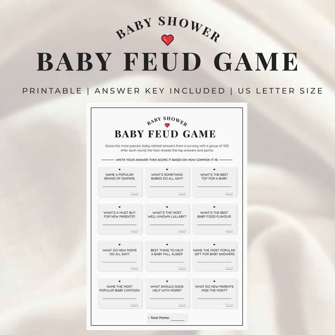Baby Feud Game, Printable Baby Shower Game (PDF) - Etsy