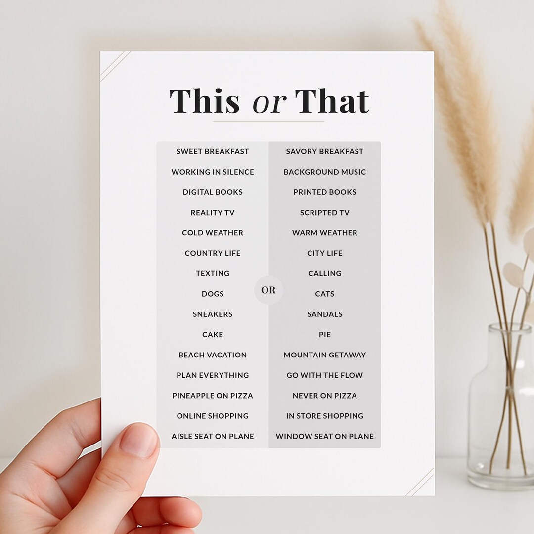 This or That Icebreaker Game: Team Building Activity (PDF Download) - Etsy