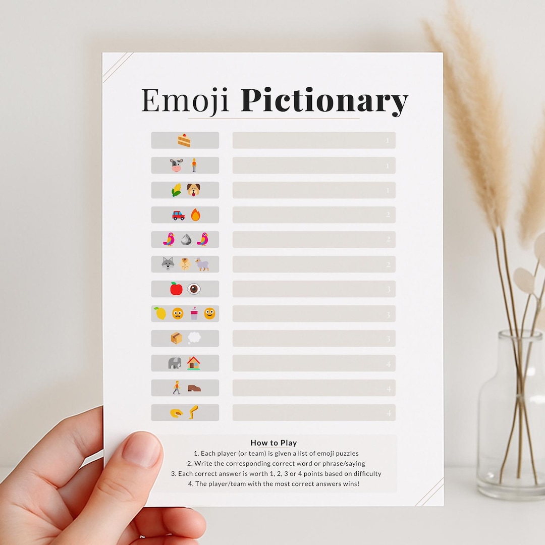 Emoji Pictionary Game Printable, Team Building Icebreaker for Adults ...