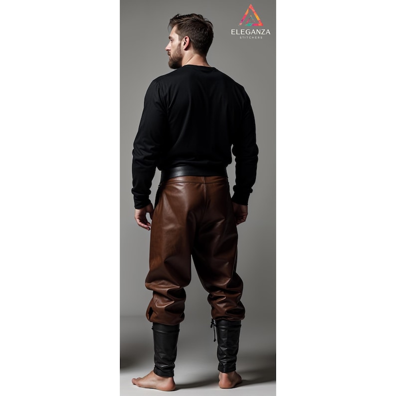 Handmade Customized Brown Leather LARP Pants – Viking Warrior Trousers ...