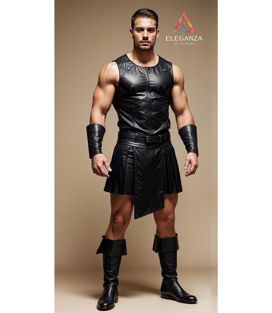 Men Handmade Genuine Black Leather Viking Armor and Kilt Set Costume - Etsy